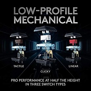 Logitech G915 TKL Tenkeyless Lightspeed Wireless RGB Mechanical Gaming Keyboard, Low Profile Switch Options, Lightsync RGB, Advanced Wireless and Bluetooth Support - Clicky,Black