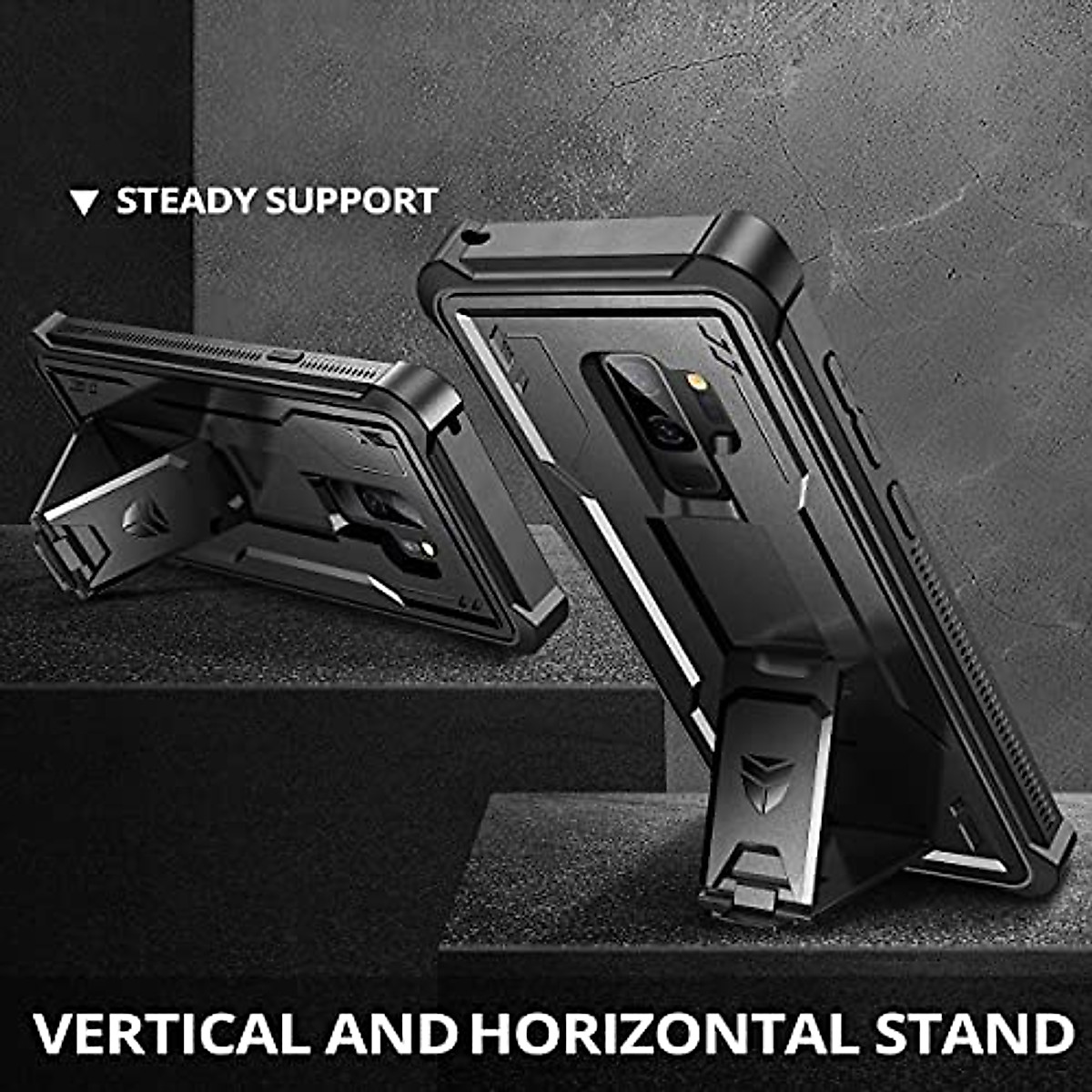 Dexnor for Samsung Galaxy S9+ Plus Case, [Built in Screen Protector and Kickstand] Heavy Duty Military Grade Protection Shockproof Protective Cover for Samsung Galaxy S9 Plus Black