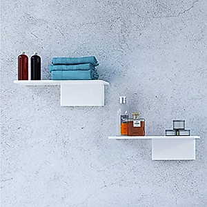 Fytz Design Set of 2 Small + Set of 2 Regular White Floating Shelves for Living, Bedroom, Office, Bathroom, and Kitchen