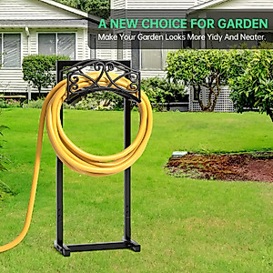 Garden Hose Holder Thick Metal Hose Holder Freestanding Hose Holders Detachable Water Hose Holder Decorative Hose Storage Heavy Duty Hose Organizer For Outdoor Yard Black