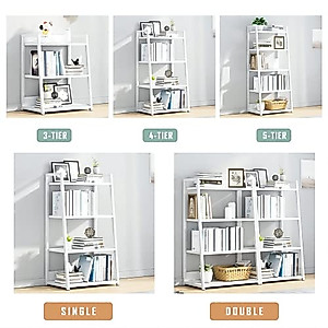 IOTXY 4 Tier Open Bookshelf - Steel and Wood Display Stand, 50CM Width Floor-Standing Bookcase, White
