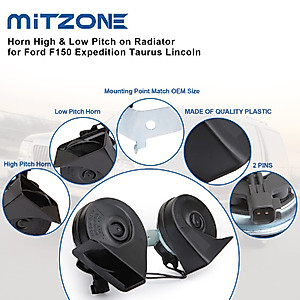 MITZONE Horn Assembly With Bracket Compatible with 2000-2006 Ford Taurus F-150 Expedition Mercury Sable Lincoln Navigator Blackwood Repalce 2L3Z-13832-AA
