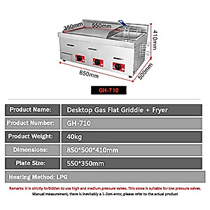 Burner Portable Gas Plancha BBQ Griddle, Stainless Steel, Restaurant Professional Grade Stainless Steel Propane Grill, Multi-Function Commercial Kitchen Gas Grill with Basket for Outdoor Catering