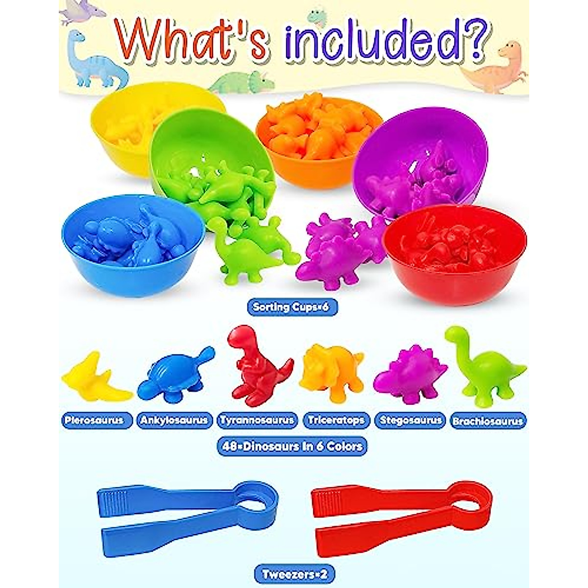 Yetonamr Counting Dinosaurs Montessori Toys for 3 4 5 Years Old Boys Girls, Toddler Preschool Learning Activities Toys for Kids Ages 2-4, 3-5, 4-8, Birthday Gifts Sensory Educational Toys