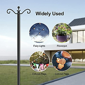 String Light Poles for Outside 2 Pack, Outdoor Light Poles for String Lights with 5-Prong Base and Spiral Ground Anchor, 8.5 ft Heavy Duty Metal Posts for Backyard Garden Patio Christmas Lighting