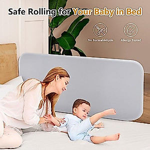 strenkitech Foldable Toddler Crib Rail - Universal Fit for Twin, Queen, Full, King Size Beds - Gray - Easy to Assemble Bed Guardrail for Infants and Toddlers (32 Inch)