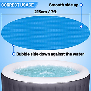 Spa and Hot Tub Cover- 16-mil Hot Tub Thermal Blanket- Round Hot Tub Insulation Blanket Hot Tub Solar Cover Solar Blanket Cover Bubble Cover for Outdoor Hot Tubs (7 FT Dia)