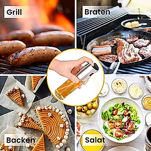 Bugucat Oil Sprayer Bottle 100 ml (2 Pieces), Vinegar Spray Oil Dispenser Oil Trigger Glass Bottle Transparent Oil Sprayer with Brush for BBQ Grilling Baking Roasting Cooking Salad Pasta Making