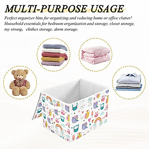 Moudou Owl Storage Bin with Lid, Large Collapsible Cube Storage Box for Closet, Office, Bedroom, Home Decor