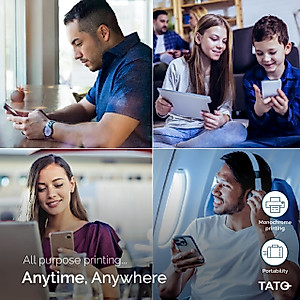 TATO Portable Printer - Portable Printer Wireless for Travel - Small Printer Wireless - No Ink Printer - Travel Printer - Portable Mini Printer - Wireless Bluetooth Printer - Studying Essentials