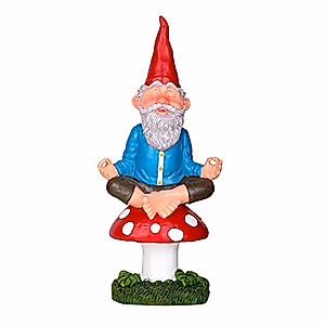 gn’OMs Garden Gnomes Statue Yoga Garden Gnome Meditating Lotus Pose on Mushroom, Outdoor Decoration for Patio Yard Lawn Porch Garden Ornament