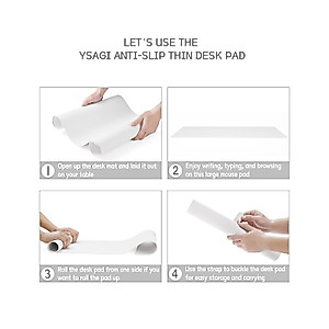 YSAGi Non-Slip Leather Desk Pad, Waterproof Laptop Computer Desk Keyboard Mat, Table Protector Blotter Mat, Large Mouse Pad for Office/Work/Home/Decor(White, 23.6" x 13.7")