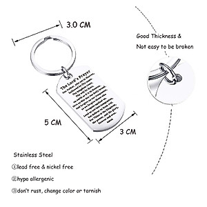 Gzrlyf The Lord's Prayer Keychain Our Father who Art in Heaven Matthew 6:9-13 Religious Gifts (Dog Tag Keychain)