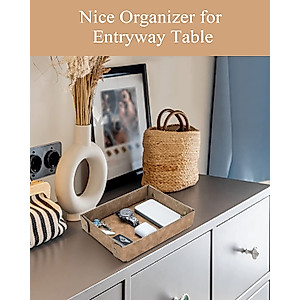 CASIRENA Father's Day Gifts Faux Leather Valet Tray Organizer for Men - Catch-All Tray for Entryway Table Key, Wallet, Watch, Coin Change, Phone, Dresser EDC Dump Jewelry, Bedside Nightstand Desk-top