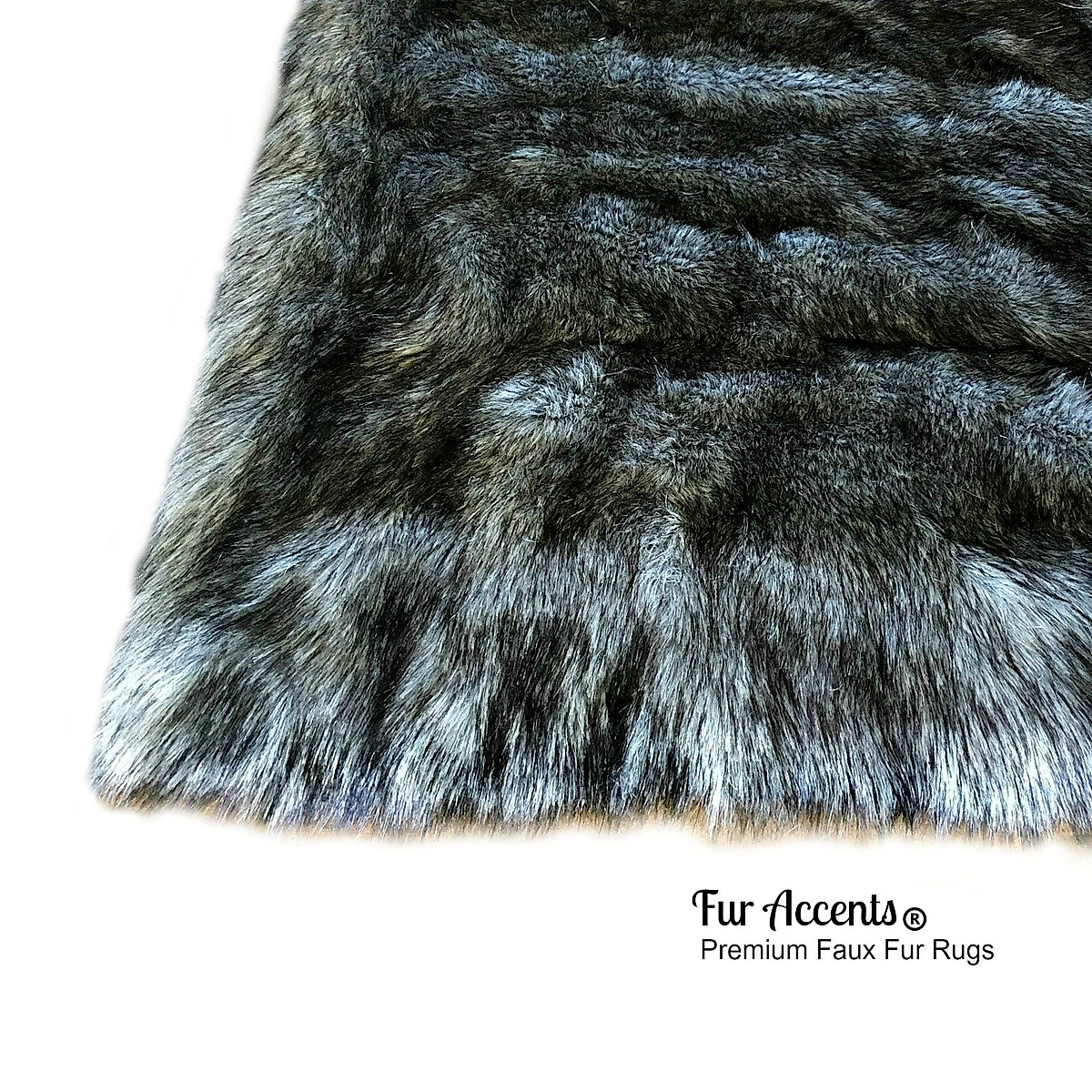 Fur Accents Shag Area Rug - Dark Gray Wolf Luxury Fur Carpet - Soft Faux Fur Sheepskin - Rectangle Accent Rug (4'x6')