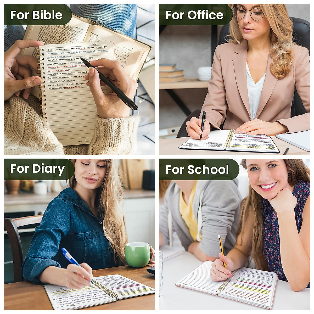 Lined Spiral Journal Notebook for Women & Men, 140 Pages, College Ruled Hardcover Notebook for Work & Note Taking, Journals for Writing, A5(6"x8") - Green