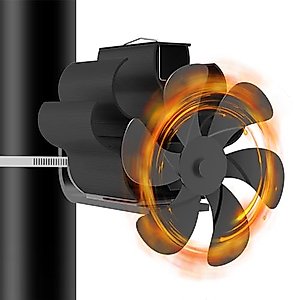 fanverk Wood Chimneys Stove Fan， Pipe Fireplace Fan - Heat Powered, 6 Blades, Increases Warm Air Circulation by 80% Compared to 4 Blade Fans - Suitable for Wood/Log Burner/Fireplace