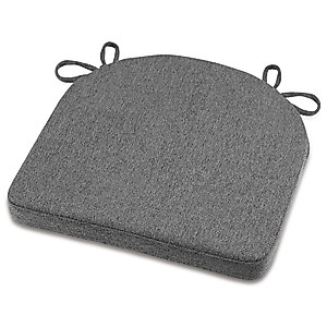 PLZSITDOWN Chair Cushions for Dining Chairs, Seat Cushions for Kitchen Chairs 16"x16" Non Slip Indoor Chair Pad with Ties Removable Cover Dark Grey