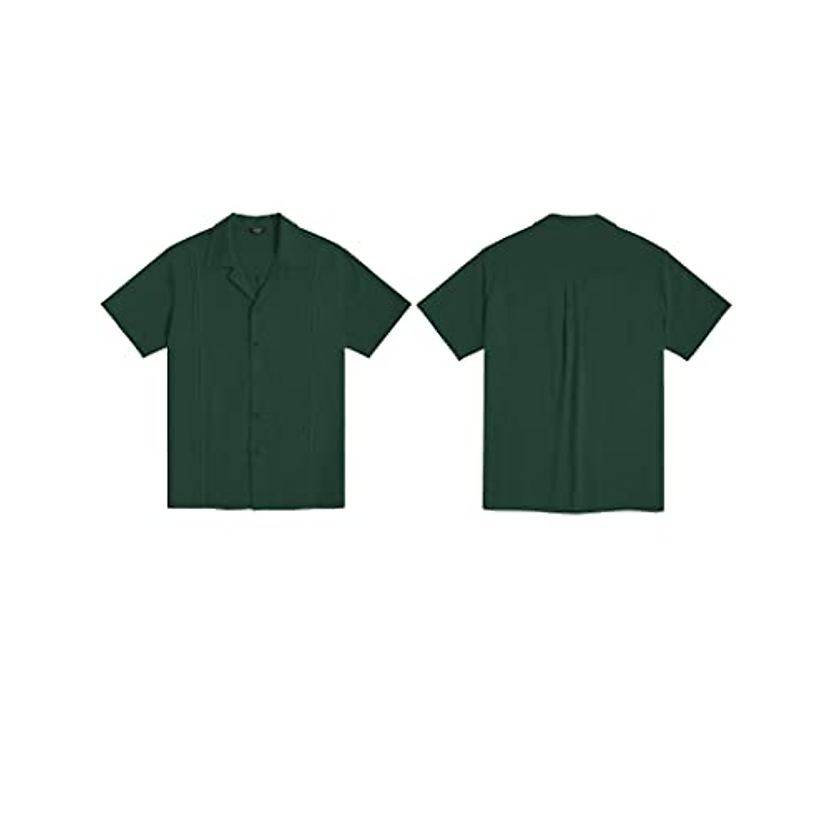 COOFANDY Men's Cuban Guayabera Shirt Linen Short Sleeve Button Down Summer Shirt A - Dark Green