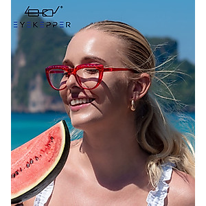 Eyekepper 4-Pack Reading Glasses for Women Rhinestone Readers Oversize Half-Moon Design Eyeglasses +2.50