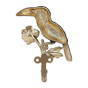 SOFFEE DESIGN Set of 3 Metal Single Hooks 3D Toucans Design, Bright Coating Ornate Style for Hanging Coat/Keys/Scarf, Wall Mounted Heavy Duty Hooks Home Decor