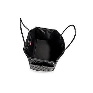 Haute Shore - Greyson Carbon Neoprene Tote Bag w/Zipper Wristlet Inside,Black Coated W/Silver & Black Stripe,One_Size