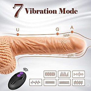 Realistic Thrusting G Spot Dildo Vibrator Adult Sex Toys for Women, 3 in 1 Lifelike Rotating Vibrating Dildos for Anal Stimulation, Strap on Thick Penis Dildo with Strong Suction Cup for Couples