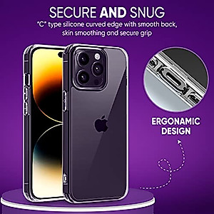 EXORO iPhone 14 Pro Max Case Clear Design with Shockproof Hard PC Back Cover and Soft TPU Protective Slim Bumper Phone Case - Non-Yellowing and Anti-Fingerprint Clear Phone Case iPhone 14 Pro Max