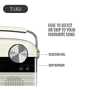 Saregama Carvaan Telugu - Portable Music Player with 5000 Preloaded Songs, FM/BT/AUX (Porcelain White)