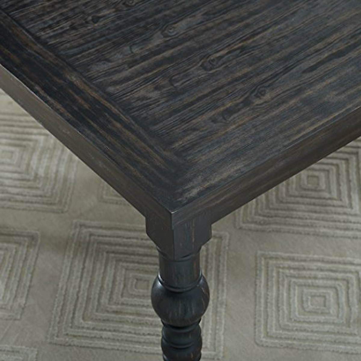 Roundhill Furniture Leviton Urban Style Dark Washed Wood Dining Set: Table and 6 Chairs, Purple