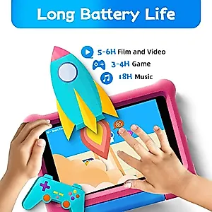 G-TiDE Kids Tablet, 8 inch Tablet for Kids, 5100mAh Big Battery, 2GB+32GB Learning Tablets, 5MP Dual Camera, Fun Kids App - KLAP, Parental Controls, Screen Protector, Toddler Tablets Case, Pink