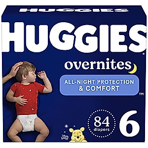 Overnight Diapers Size 6 (35+ lbs), Huggies Overnites Nighttime Baby Diapers, 42 Diapers (Pack of 2), Total 84 Ct