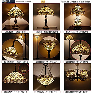 WERFACTORY Tiffany Floor Lamp Cream Stained Glass Dragonfly Arched Lamp 12X18X64 Inches Gooseneck Adjustable Corner Standing Reading Light Decor Bedroom Living Room S139 Series