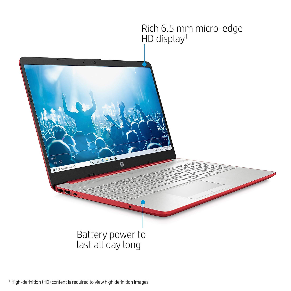 HP 2021 Pavilion 15.6" HD Laptop Computer, Intel Pentium Processor, 8GB RAM, 128GB SSD, HD Webcam, USB-C, HDMI, Ethernet RJ-45, Windows 10 S, Red, GOLDOXIS Card