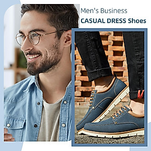 Kkyc Men's Comfortable Business Casual Dress Shoes, Classic Fashion Lace up Work Shoes 11M (Blue)