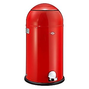 Wesco Liftmaster-German Designed-Step Trash Can, Powder Coated Steel, 33 L, Red, 34.6 x 34.6 x 71 cm