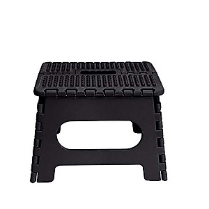 Simplify 9 Inch Ant-Skid Folding Step Stool | Collapsible | 200 Pound Capacity | Durable | Portable | Kitchen | Bathroom | Garage | Black