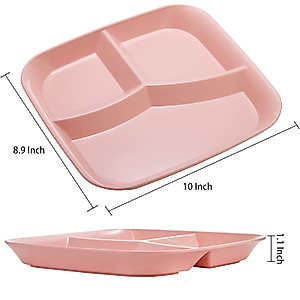 Nicunom 8 Pack Unbreakable Divided Plates, 10 Inch Portion Control Plates, Reusable 3-Compartment Dinner Plate For for Healthy Eating & Bariatric Diet, Microwave And Dishwasher Safe