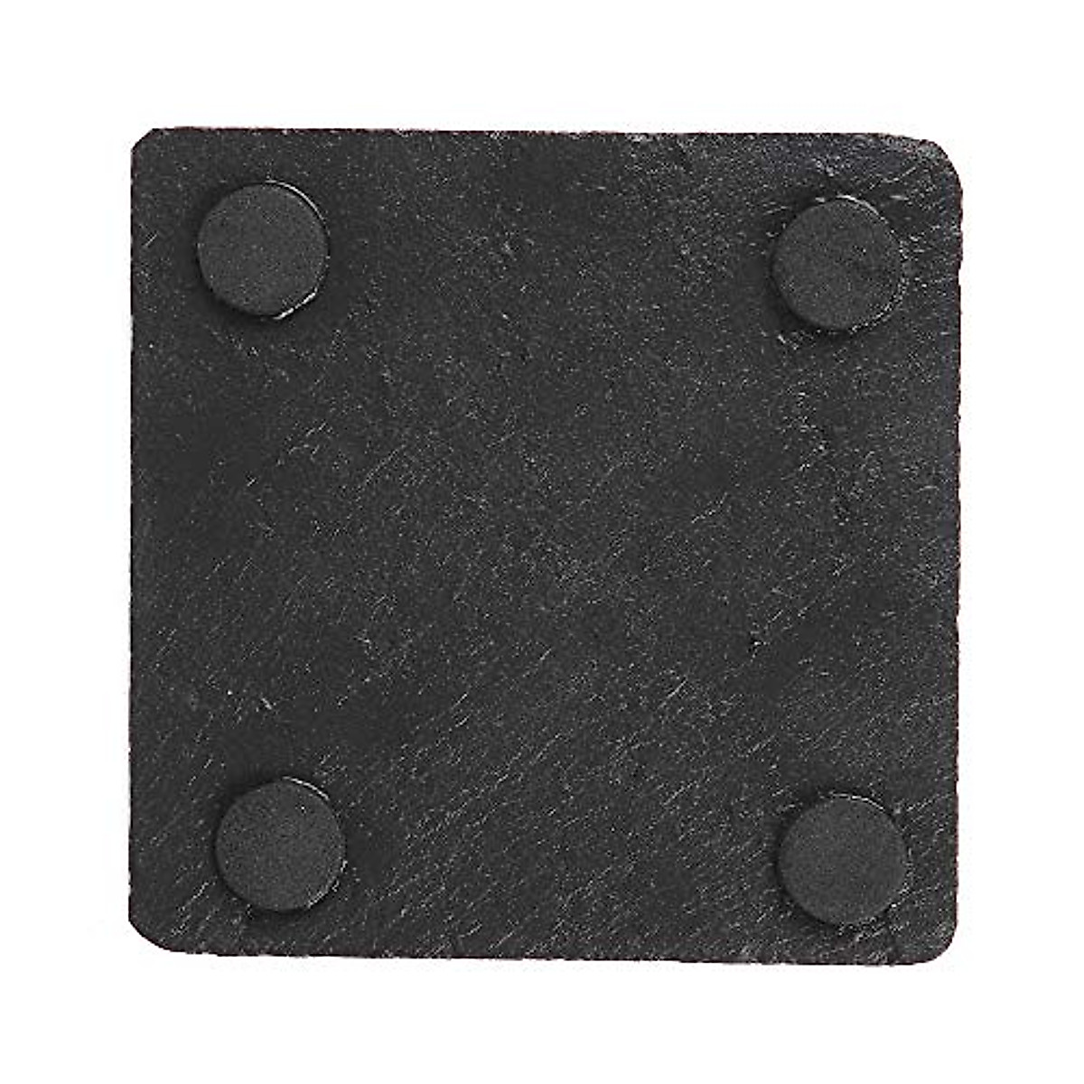Slate Stone Drink Coasters - Set of 5 Square Black Natural Edge Stone Drink Coasters for Bar and Home- 4" x 4"