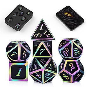Mental DND Dice Set, D and D Dice Set, Dungeons and Dragons Dice Set with Case, D&D Dice, Dice DND, D4, D6, D8, D10, D12, D20 (Black)