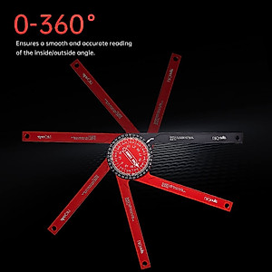 Litorange Aluminum Miter Saw Protractor Plus | 8.7-Inch Angle Finder Featuring Precision Laser Engraved Scales for Inside Outside Corner, Carpenters， Plumbers and All Building Trades, Two-color Design