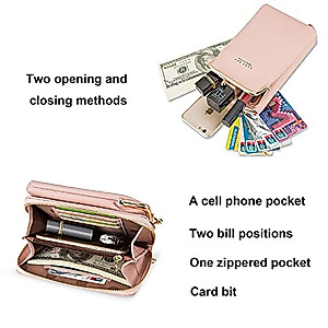 SUSIE ISLAND PU Leather Clasp Closure RFID Blocking Small Crossbody Cell Phone Bag Wallet with Credit Card Slots for Women (Blue)