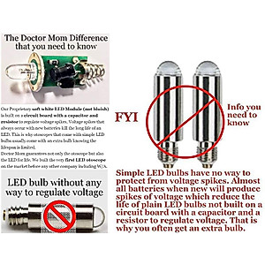 Third Generation Dr Mom Slimline Stainless LED Pocket Otoscope with an Optical Quality Glass Lens and Hard Plastic Travel Hard Case - Silver