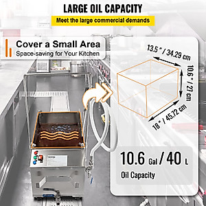 VEVOR Mobile Fryer Filter, 80 LBS/40 L/10.56 Gal Capacity, 300W Oil Filtration System with 5 L/min Flow Rate, Mobile Frying Oil Filtering System with 10 L/min Pump & Oil Hose, 110V/60Hz