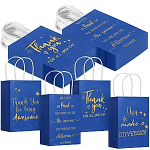 Gueevin 40 Pcs Employee Appreciation Bulk Thank You Gifts Paper Bags for Employee Pastor Coworker Christmas Thank You Birthday Party Gift Team Appreciation Inspirational Gift(Blue)