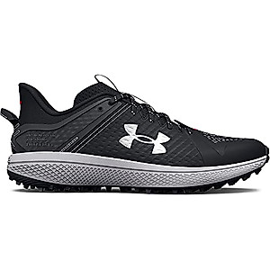 Under Armour Mens Yard Low Turf Baseball Shoe, (001) Black/Black/White, 10.5 US