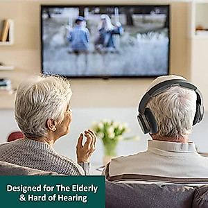 Caymuller Wireless Headphones for TV Watching with 2.4G Digital RF Transmitter Charging Dock Hi-Fi Soft Over-Ear Headset Ideal for Seniors or own Zone, Easy Plug and Play 160ft Range No Audio Delay