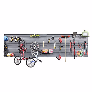 PROSLAT 33709K Ultimate Slat Wall Bundle with Slat Wall Panels, Hook Kit, Shelf and Basket Kit, Gray