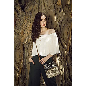 Myra Bag Gloss Upcycled Canvas & Cowhide Leather Crossbody Bag S-1617