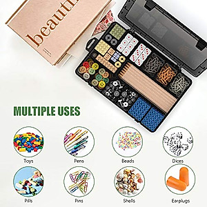 18 Grids Plastic Organizer Storage Box for Washi Tape, Tackle Box Organizer, Clear Black Spill Proof Container Jewelry Box with Adjustable Removable Dividers for Beads Art DIY Crafts